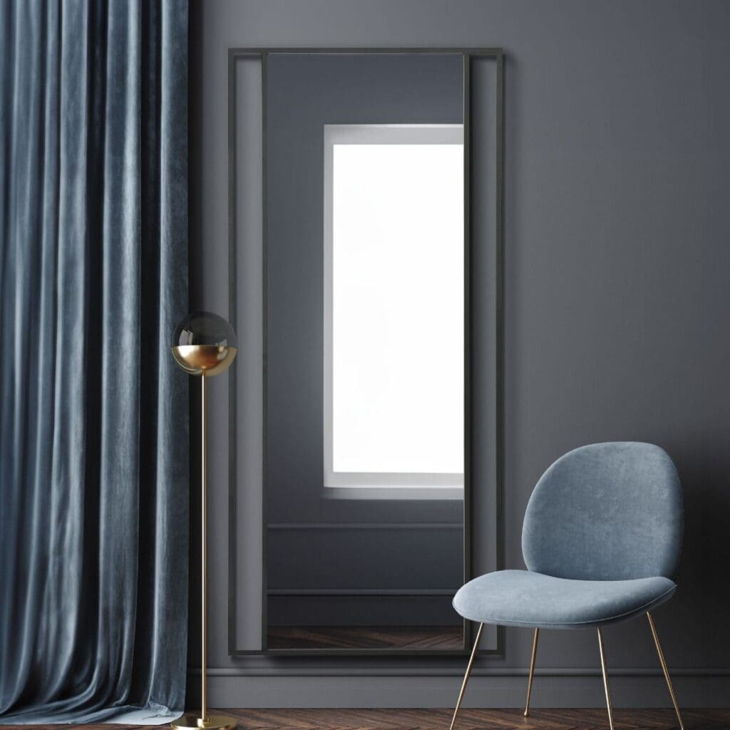 Highline Metal Black Panel Mirror (2 Sizes) - Soraya Interiors UK